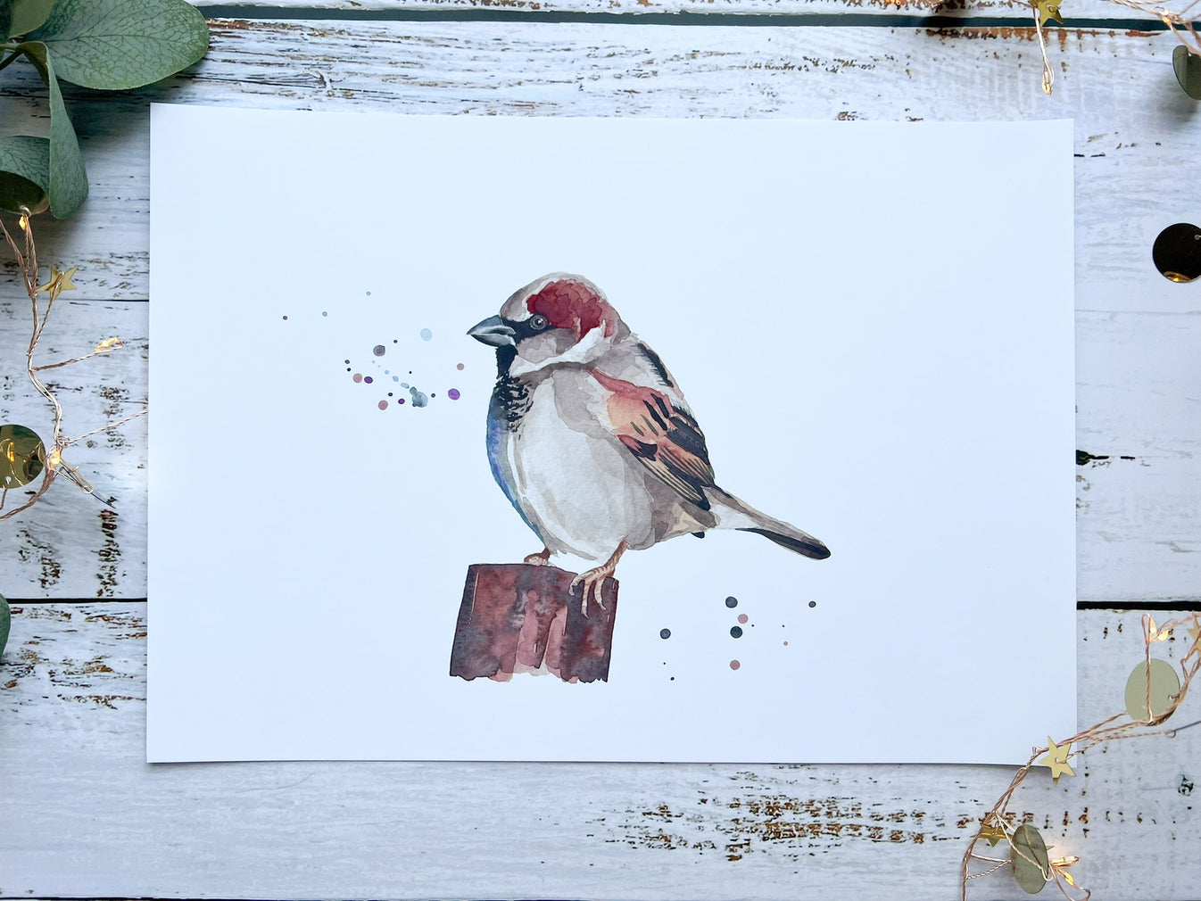 House sparrow on rusted metal art print – GeorginaDoodles